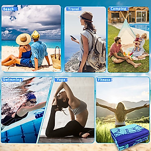 Qinqinamu 2 Pack Microfiber Oversized Lightweight Beach Towel 71"x32" Extra Thin Large Sand Free Towels Travel Swim Pool Yoga Gym for Adults Women Men Beach Essentials Accessories Vacation Gift