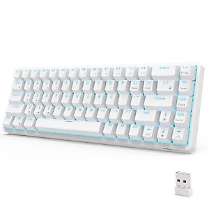 RK ROYAL KLUDGE RK G68 2.4Ghz Wireless/Bluetooth/Wired 65% Mechanical Keyboard, 68 Keys Hot Swappable Brown Switch Gaming Keyboard for Win/Mac