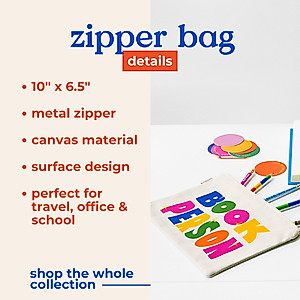 ban.do Canvas Pen and Pencil Case for Adults, Small Zipper Pouch for Office/Art Supplies, Travel Toiletries, Makeup, Book Person