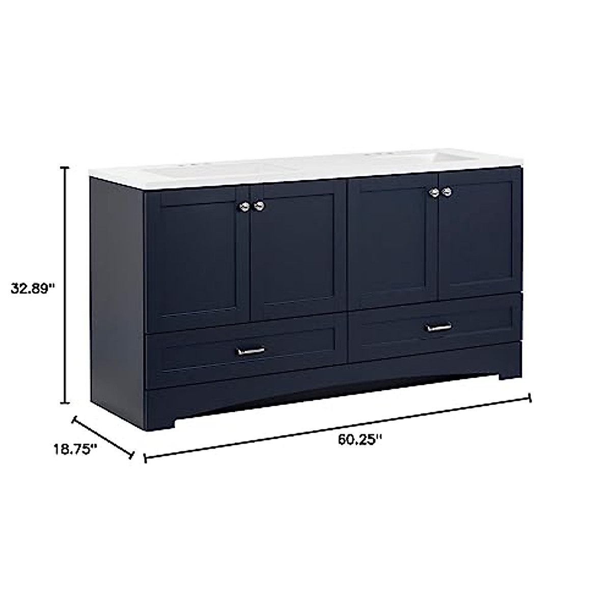 Spring Mill Cabinets Emlyn Bathroom Vanity with Sink, Deep Blue