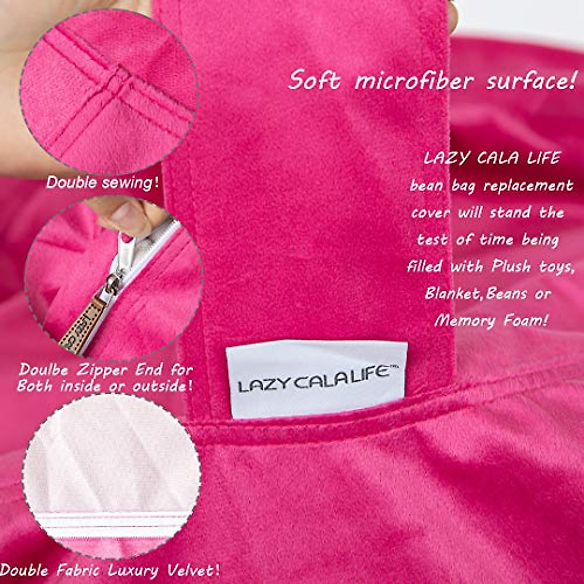 Stuffed Animal Storage Bean Bag Chair Cover Only (No Filler) with Inner Liner for Organizing Children Plush Toy, Memory Foam or Beans, Extra Large Beanbag Replacement Cover, Kids Comfy Stuffie Seat