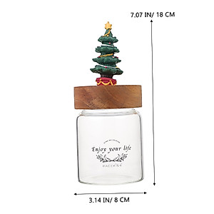 VOSAREA 2 Pcs Glass Storage Jar Glass Jar with Lid Food Containers Clear Candy Jars Cereal Containers Clear Jar Cereals Storage Canister Xmas Storage Jar Cereal Jar Cookie Holder Tea Wood