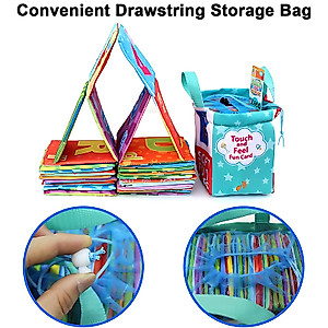 Adpartner Baby Soft Alphabet Cards Toy, 26Pcs ABC Learning Flash Cards with Drawstring Storage Bag, Washable Cloth Letter Cards Early Educational Toys for 0 1 2 3 Years Old Babies Infants Toddlers