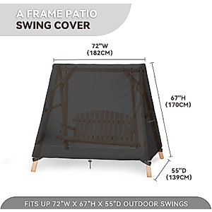 HEPOVER Outdoor Swing Cover A-Frame 420D Waterproof Patio Porch Swing Covers 72x67x55 UV Resistant Weather Protector Patio Furniture Cover for Garden Porch Hammock Swings