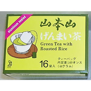 Yamamotoyama Genmai-cha Green Tea with Roasted Rice 16 Count Tea Bags Aluminum Sealed (3 Pack)