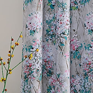 MYSKY HOME Floral Blackout Curtains 72 inches Long Pink and Blue Curtains Farmhouse Curtains Room Darkening Window Curtains for Living Room Printed Flower Leaves Grommet Curtains Panels