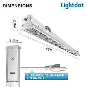 Lightdot 4FT LED High Bay Shop Light, 100-277V【Driver Equipped, 5 Years】 50W 7000LM [Eqv. 280W MH/HPS] 5000K 4' LED Shop Lights for Workshop Garage White-8Pack
