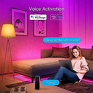 Govee 65.6ft Alexa LED Strip Lights, Smart WiFi RGB Rope Light Works with Alexa Google Assistant, Remote App Control Lighting Kit, Music Sync Color Changing Lights for Bedroom, Living Room, Kitchen