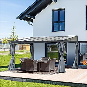 UXZDX 13' X 9.5' X 8' Hardtop Gazebo with Netted Curtain, Outdoor Porch Patio Gazebo, Durable Aluminum Frame for Garden