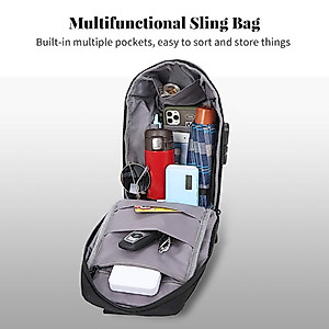 Jafeton Sling Bag Small Backpack Men Waterproof Crossbody Bag Anti Theft Chest Backpack Travel Shoulder Bag With Usb Charging Port Sling Pack With Lock Nylon Water Resistant