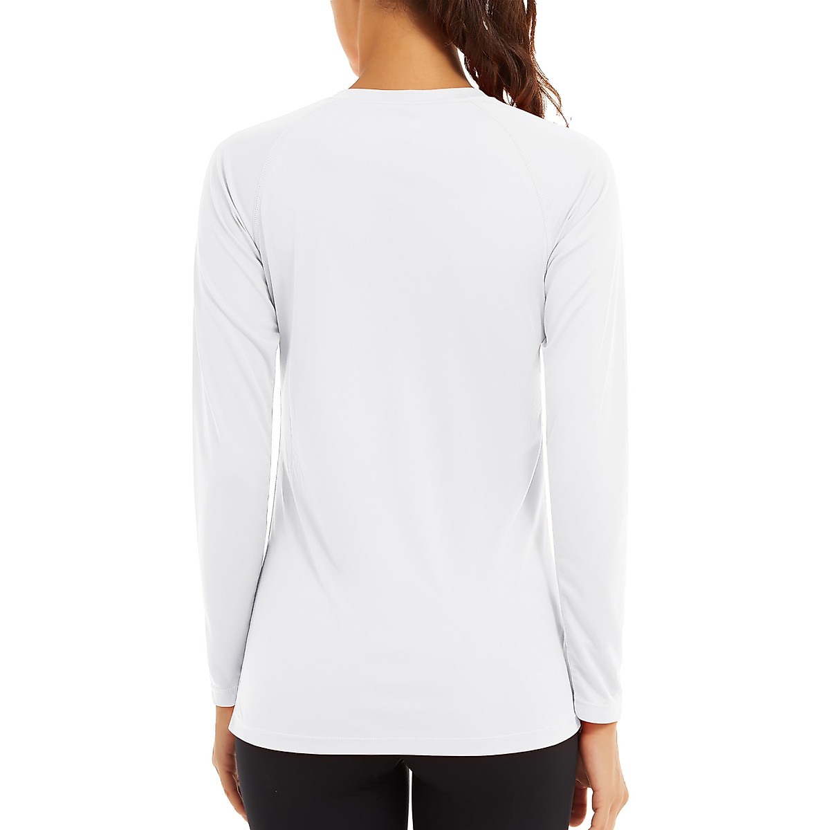 TACVASEN Womens Long Sleeve Rash Guard Shirts Outdoor Summer Swim Shirt Dry Fit Pullover White L