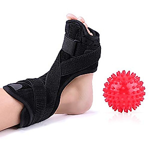 Foot BraceFoot Drop Night Splint Orthotics Fracture Sprain Injury Support Wrap Breathable Ankle Brace with Masssage Ball