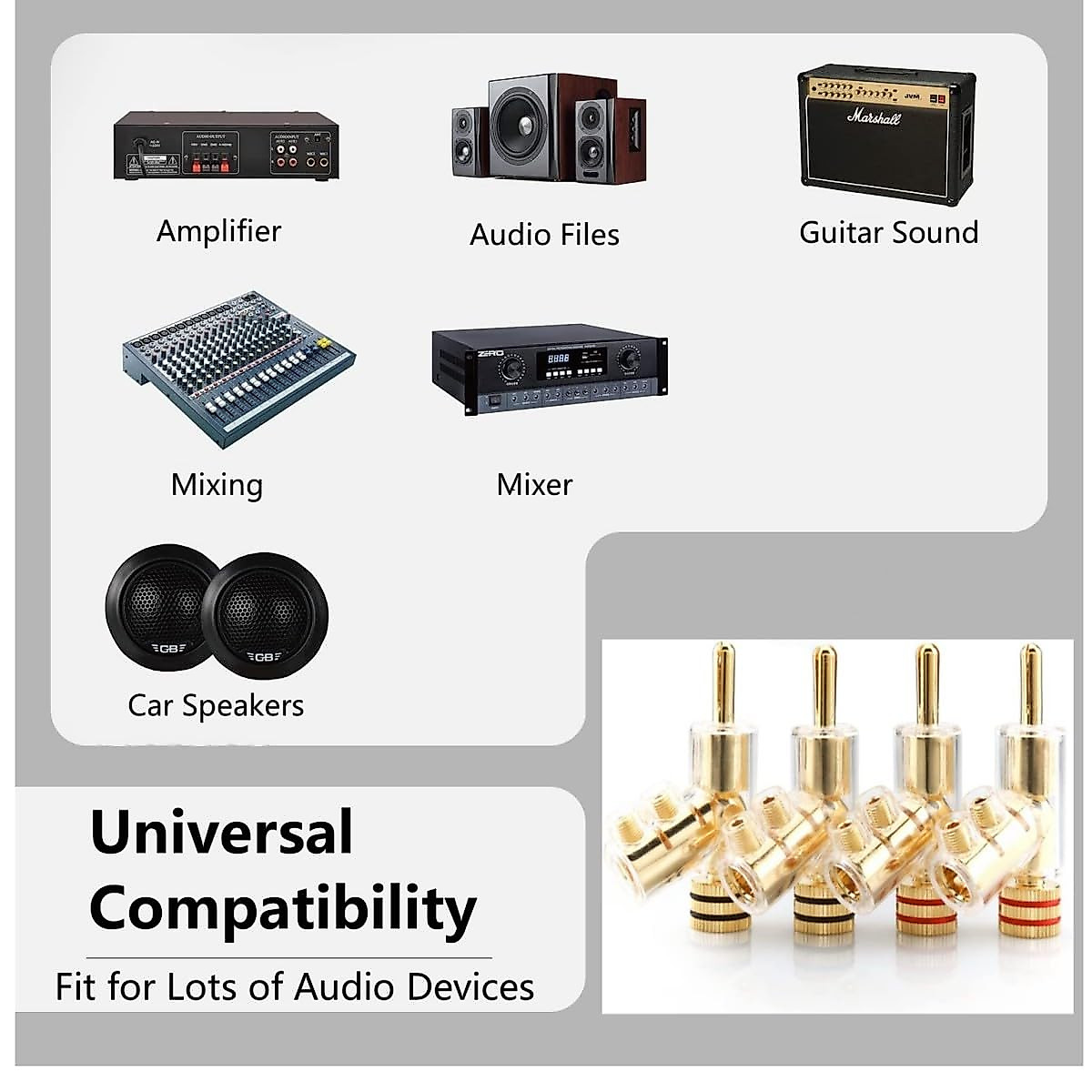 Tertullus 4Pcs Banana Clips Connectors Banana Plugs for Speaker Wire Gold Plated Screw Locking Connectors for Speaker Wire,AV Receiver, Amplifier, Surround Sound