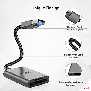 uni SD Card Reader, High-Speed USB 3.0 to Micro SD Card Adapter, Aluminum Computer Memory Card Reader Dual Slots, for SD/SDXC/SDHC/MMC/Micro SDXC/TF/Micro SDHC | Laptop, PC, and more