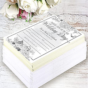 Wedding Invitation Kit with Envelopes - Wedding Drawing Florals Themed Invitations & Envelopes Minimalist Blank Wedding Invitations, Invitation Wedding Kit Set of 25 Beautiful Invitations