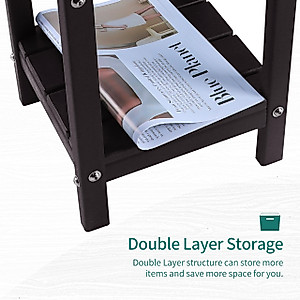 Aoorun 17.3" Small Outdoor Table Resin, Weather Side Table Adirondack (13.9" D x 13.5" W)- Black