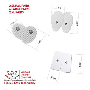 TENS Unit Pads - Premium Quality Snap Replacement Electrodes for TENS and EMS Electrotherapy - Self Adhesive Reusable Patches up to 30 Times (20 Pads) Combo (S, L, XL)