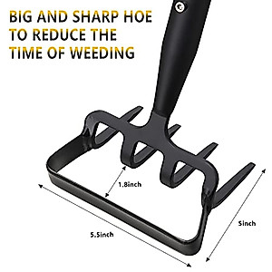 BsBsBest Hoe Garden Tools, Gardening Tools for Weeding, Stirrup Hoe Long Handle for Yard Weed Puller, Scuffle Hula Adjustable Weeding Loop Hoe for Lawn, Vegetable, Soil, Planting 37-62 Inch, Black