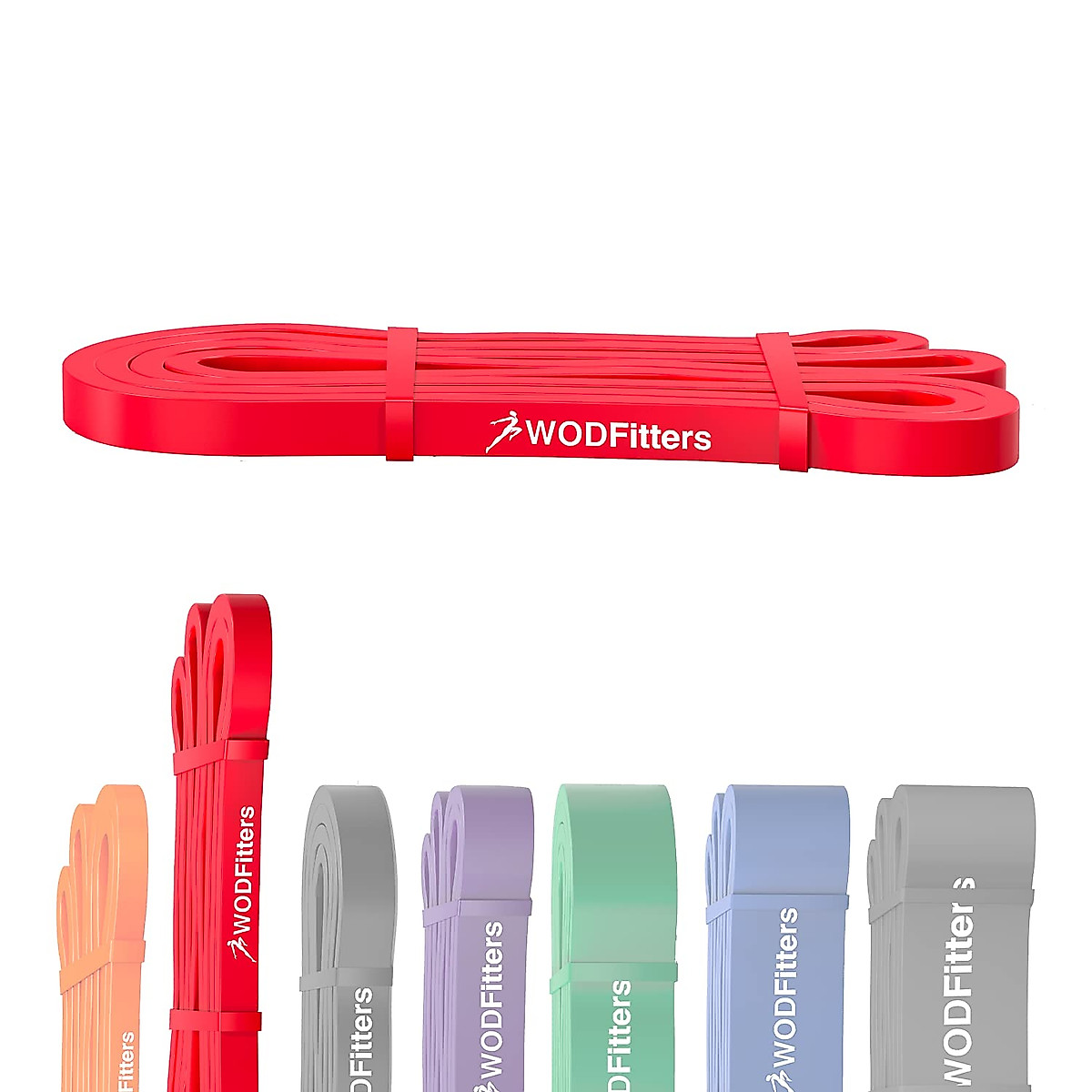 WODFitters Pull Up Assistance Band for Stretching, Mobility Workouts, Warm Up, Recovery, Powerlifting, Home Fitness and Exercise - Single Band