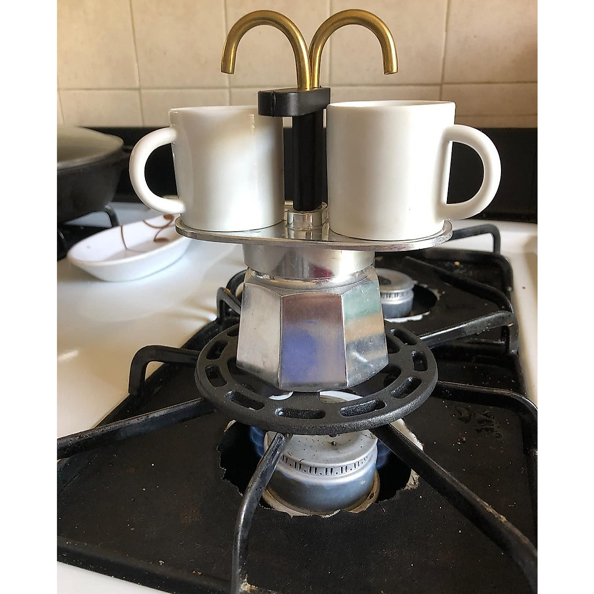 𝐌𝐂𝐀𝐌𝐏𝐀𝐒 2 Packs Cast Iron Gas Stove Cooker Ring Reducer for Gas Stovetop Espresso Maker,Coffee Moka Pot