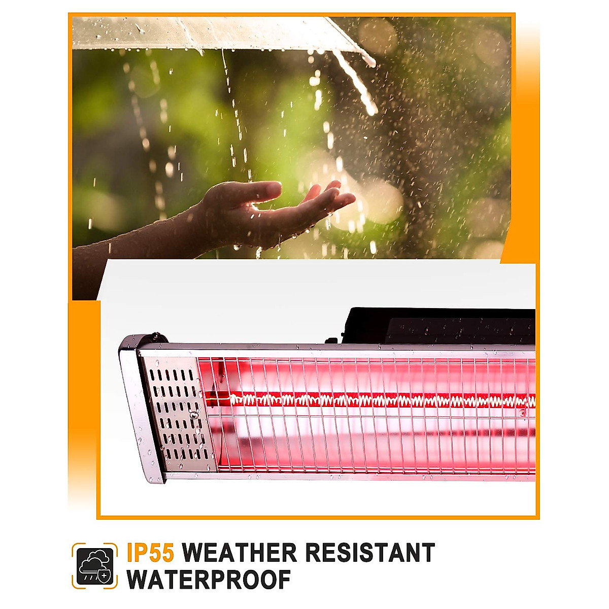 Star Patio Electric Patio Heater, Outdoor Heater with Remote and Touch Switch, 700W/800W/1500W Infrared Ceiling Heater with Black Finish, STP1520-FHC-RMLED N1