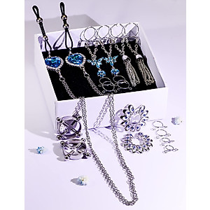 Ocptiy Fake Clamps Piercing Jewelry for Women Men Butterfly Fake belly Chain Cute Stainless Surgical Steel Faux Silver Bar Non-Piercing Clip On Dangle Body Piercing Jewelry for Women