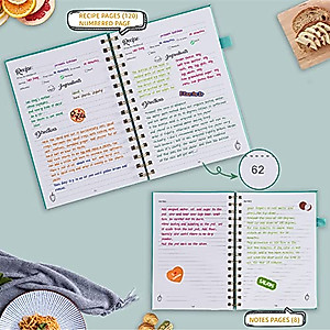 YHCFLY Recipe Book to Write in Your Own Recipes, Sprial Personal Blank Recipe Book, Make Your Own Family Cookbook & Recipe Notebook Organizer, A5 Hardcover, stores 120 recipes- Green