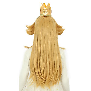 karlery Kids Girls Long Golden Princess Costume Wig with Crown Halloween Cosplay Party Wig