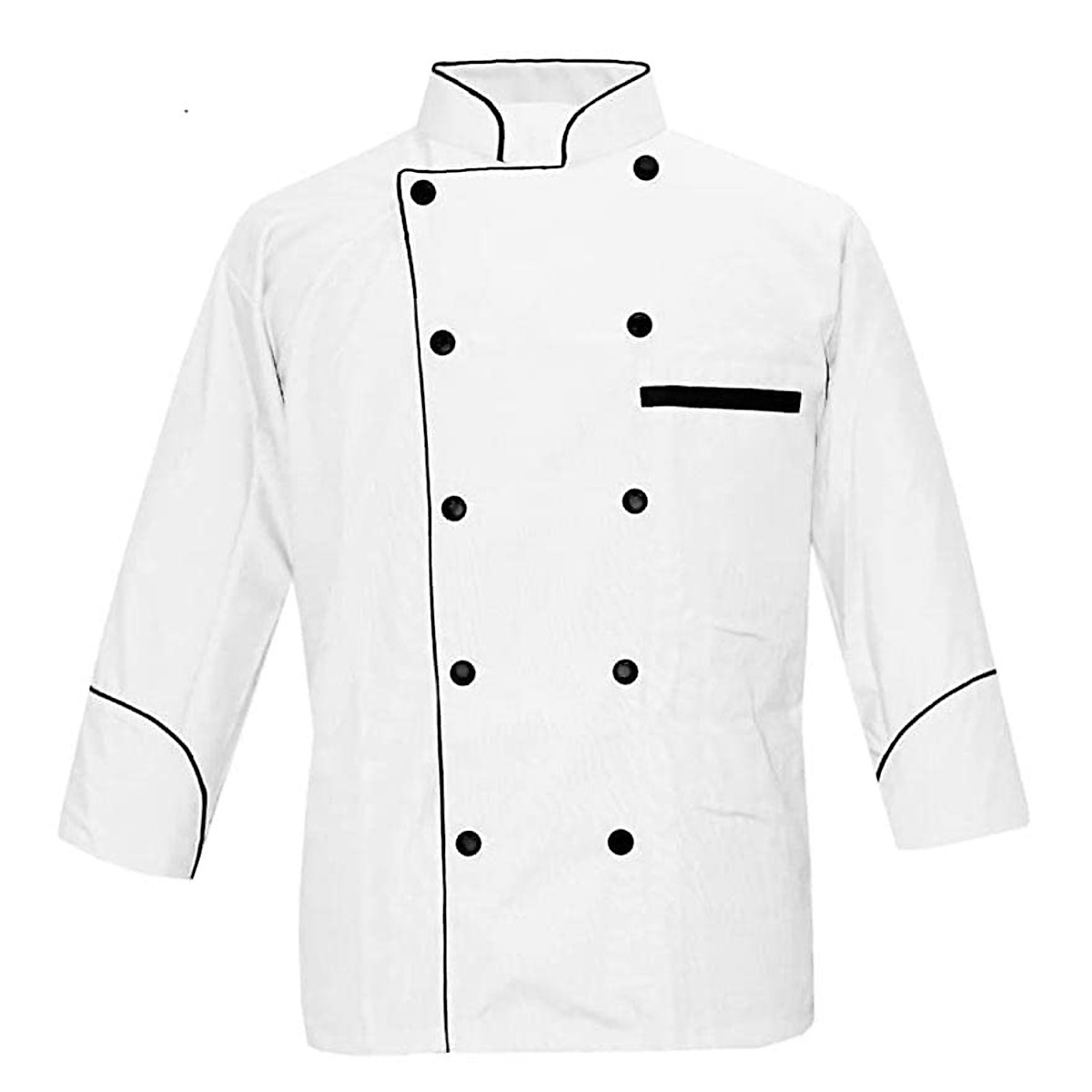 Men's Multi Color Chef Jacket/Light Weight Chef Coat With Contrast Black Piping(Size,S-5XL) (White, Large)