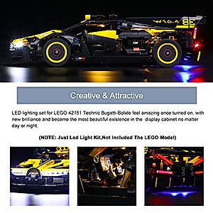 BrickBling LED Light for Lego Technic Bugatti Bolide 42151 Building Toy Set, Creative Lighting Kit Compatible with Lego 42151, for Lego Technic Car Fans (Bricks Not Included)