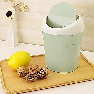 xiaomin Desktop Mini Waste Can with Swing Lid, Stylish Lace Polka Dot Table Trash Bin Table Waste Paper Basket Round Small Trash Can for Office Bathroom Children Bedroom, Trash Garbage Can (Pink)