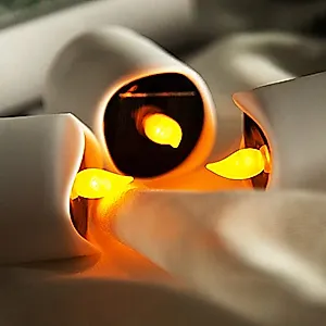 BAWASTOON Solar Candle lamp Solar Rechargeable Tea Wax lamp 6 Solar LED Candle lamp Waterproof Candle Notch Solar Candle lamp Energy Saving Environmental Protection Balcony Table Outdoor Garden