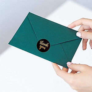 Thank You Label Sticker 1.5" Round, 500 Labels per Roll, Thank You Sticker for Birthday, Wedding, Gift, Bridal Shower Gold(Black/Gold)