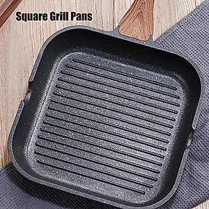 Marooma Grill Pan for Stove Tops, for Induction Cooking, Square Aluminum Frying Pan Ideal for Steak, Bacon, and More, Suitable for Culinary Enthusiasts and Home Chefs(9.4")