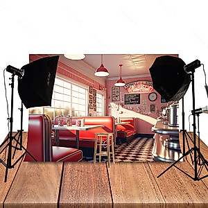 TOAOFY 10x8ft Back to 50s Backdrop 50s Party Decorations Background Party Decoration Banner Portrait Shoot Props Studio Supplies TAY1428