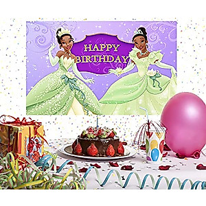 Princess Tiana Backdrop for Birthday Party Supplies 5x3ft Princess and The Frog Photo Backgrounds Tiana Theme Baby Shower Banner for Birthday Cake Table Decoration