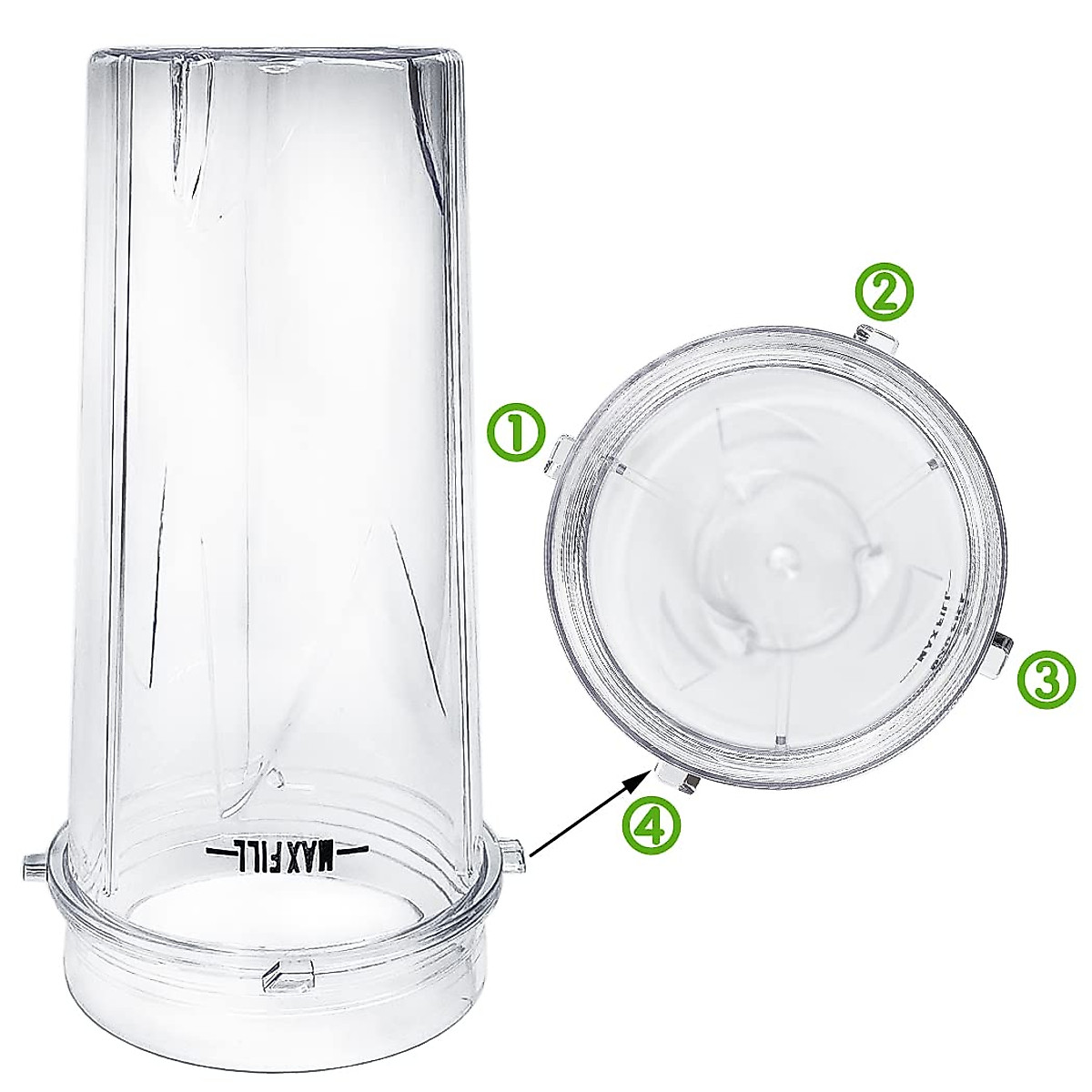 Veterger Replacement Parts 5 Fins Blade with 2 16oz cups, Compatible with Ninja Blender QB3000/QB3000SSW/QB3004/QB3005