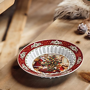 Villeroy & Boch - Toy's Fantasy Bowl Large, Exchanging Gifts 25 x x 4.5 cm, Premium Porcelain, Christmas Edition, 14-8332-3631, Red