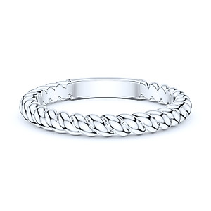 PRSTANI 2.5mm Wide Solid Sterling Silver Twisted Rope Comfortable Shank Bridal Set Matching Ring Wedding Band (5.5)