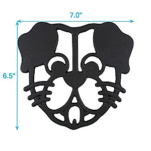 Dog Cast Iron Trivet for Hot Pots & Kitchen & Dining Table, Dog Lover Gifts & Dog Decor, Metal Wall Art, 2 or More for Set, Black, 7 by 6.5 Inches