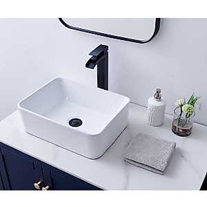 VCCUCINE Rectangular Vessel Sink, 16"X12" Small Bowl Bathroom Vessel Sink, White Ceramic Lavatory Above Counter Art Basin Vanity Sink