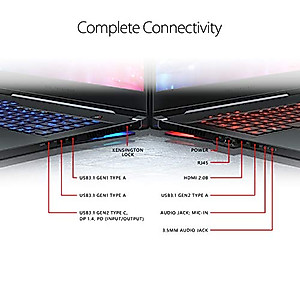 ASUS 15.6 Inch Intel Core i7-9750H 2.6GHz/ 16GB DDR4/ 512GB SSD/NVIDIA RTX 2060/ USB3.1/ Windows 10 64Bit (Metallic Black)/ GX502GV-PB74