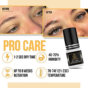 Pro Care Extra Strong Eyelash Extension Glue 5ml-Forabeli/1-2 Sec Drying time/Retention – 8 Weeks Maximum Bonding Power/Black Adhesive for Semi-Permanent Extensions/Professional Lash Supplies