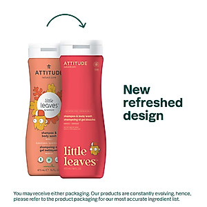 ATTITUDE Shampoo and Body Wash for Kids, EWG Verified Hair and Body Cleanser, Dermatologically Tested Soap, Plant and Mineral Based Bath Products, Vegan, Mango, 16 Fl Oz