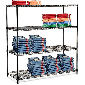 Nexel Adjustable Wire Shelving Unit, 4 Tier, NSF Listed Commercial Storage Rack, 24" x 60" x 63", Black Epoxy