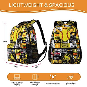 Softball Backpack for Boys Girls, Elementary Middle High School Bookbags for Teen Kids, Travel Laptop Backpack for College Students Women Men Durable Lightweight School Bags, 17 Inch Large Back Packs