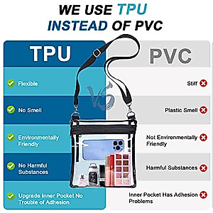 Leap Fit Clear Bag Stadium Approved: Women Men Crossbody Concert Bags See Through Purse - Transparent Plastic Handbag for Game day Festivals Sports