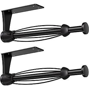 Paper Towel Holder Under Cabinet, Single Hand Operable Wall Mount with Damping Effect, Self-Adhesive or Drilled for Kitchen Bathroom, Black