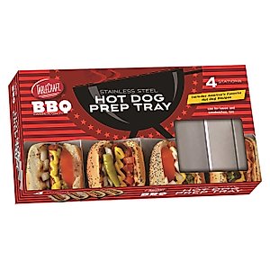 TableCraft BBQ Stainless Steel Hot Dog Prep Tray, Silver, Medium