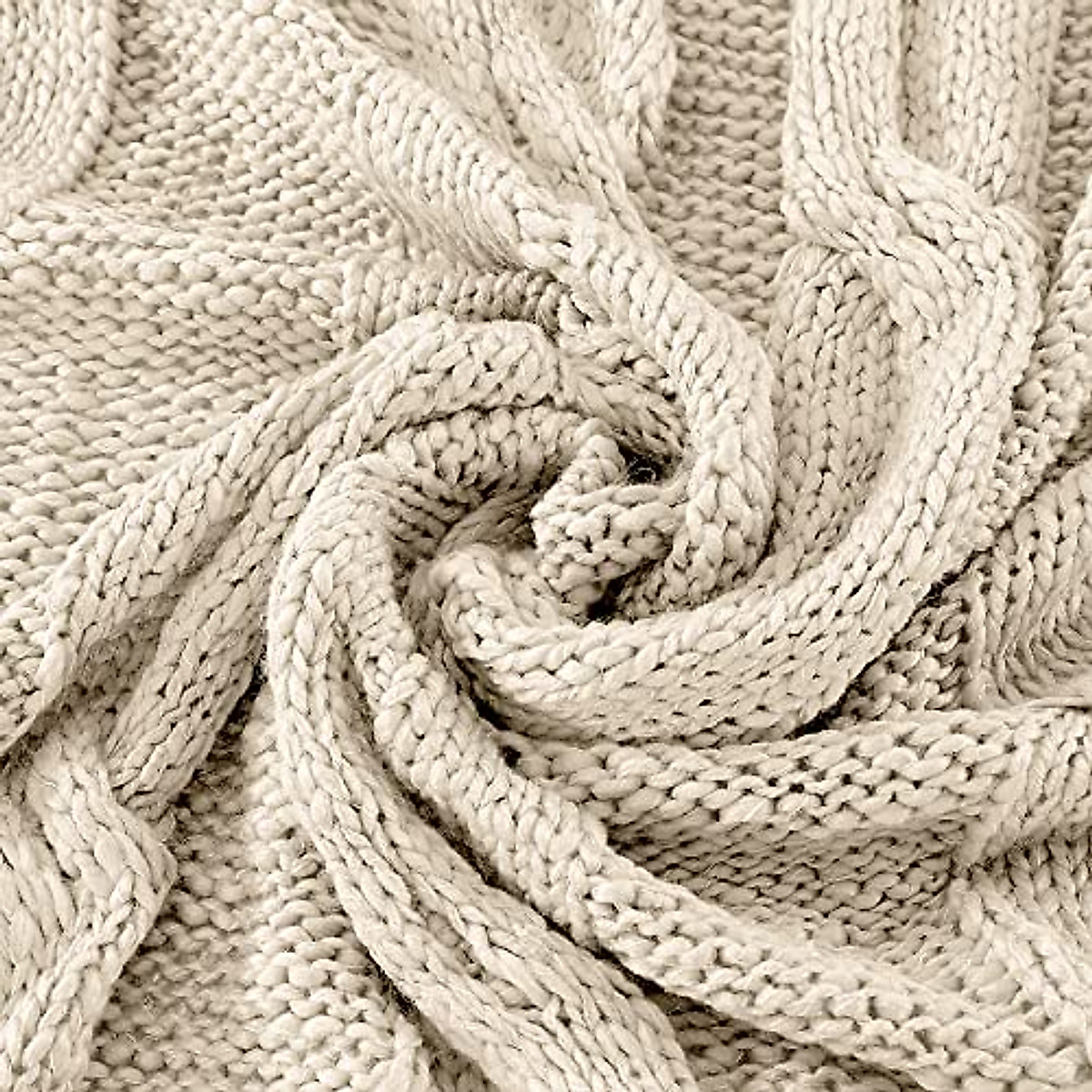 Modern Threads Cable Knit/Sherpa Throw Aspen Natural